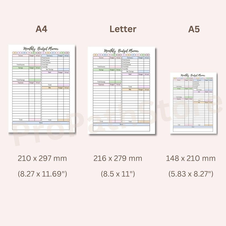 Monthly Budget Planner: Printable Finance Tracker (A4, A5, Letter PDF ...