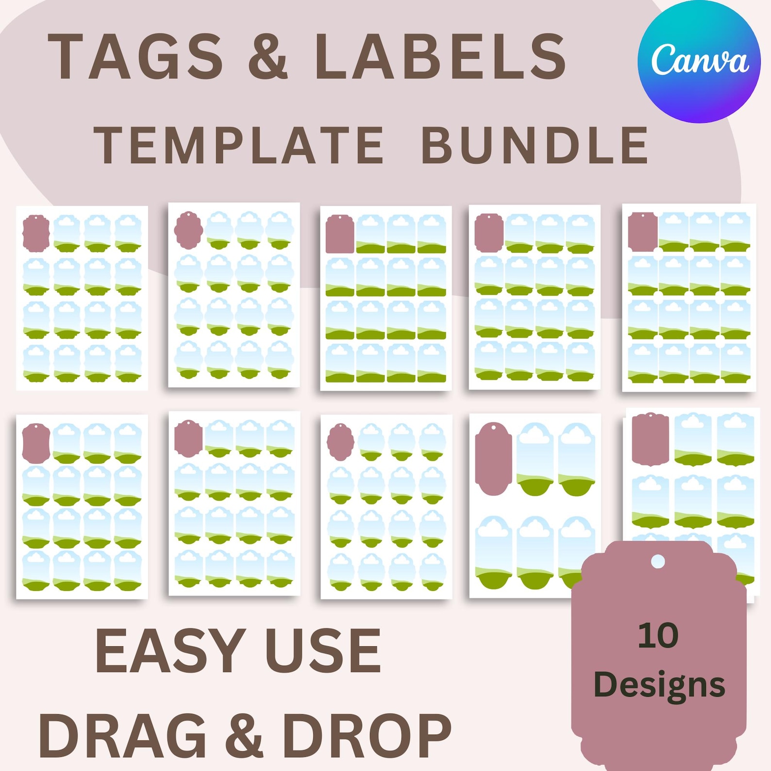 Printable Tag Frames, Easy Drag & Drop Template, Canva Frames, Tag ...