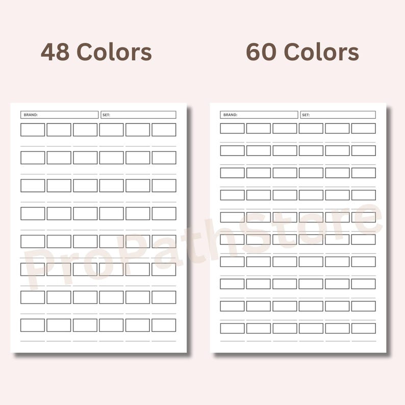 Printable Coloring Swatch Chart, Digital Color Swatch Template ...