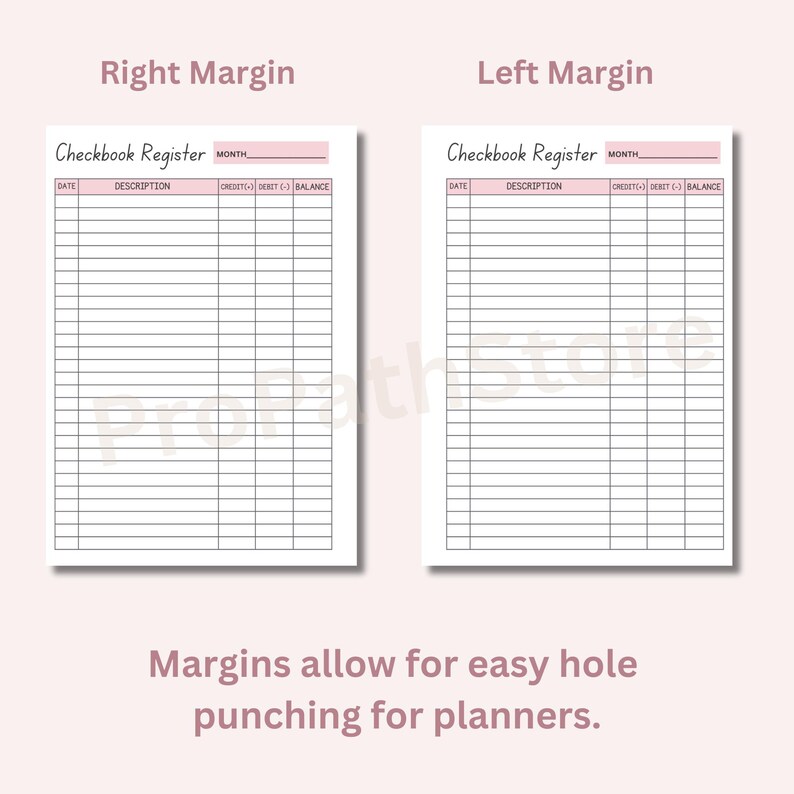 Checkbook Register Printable: Finance Budget Planner (A4, A5, Letter ...