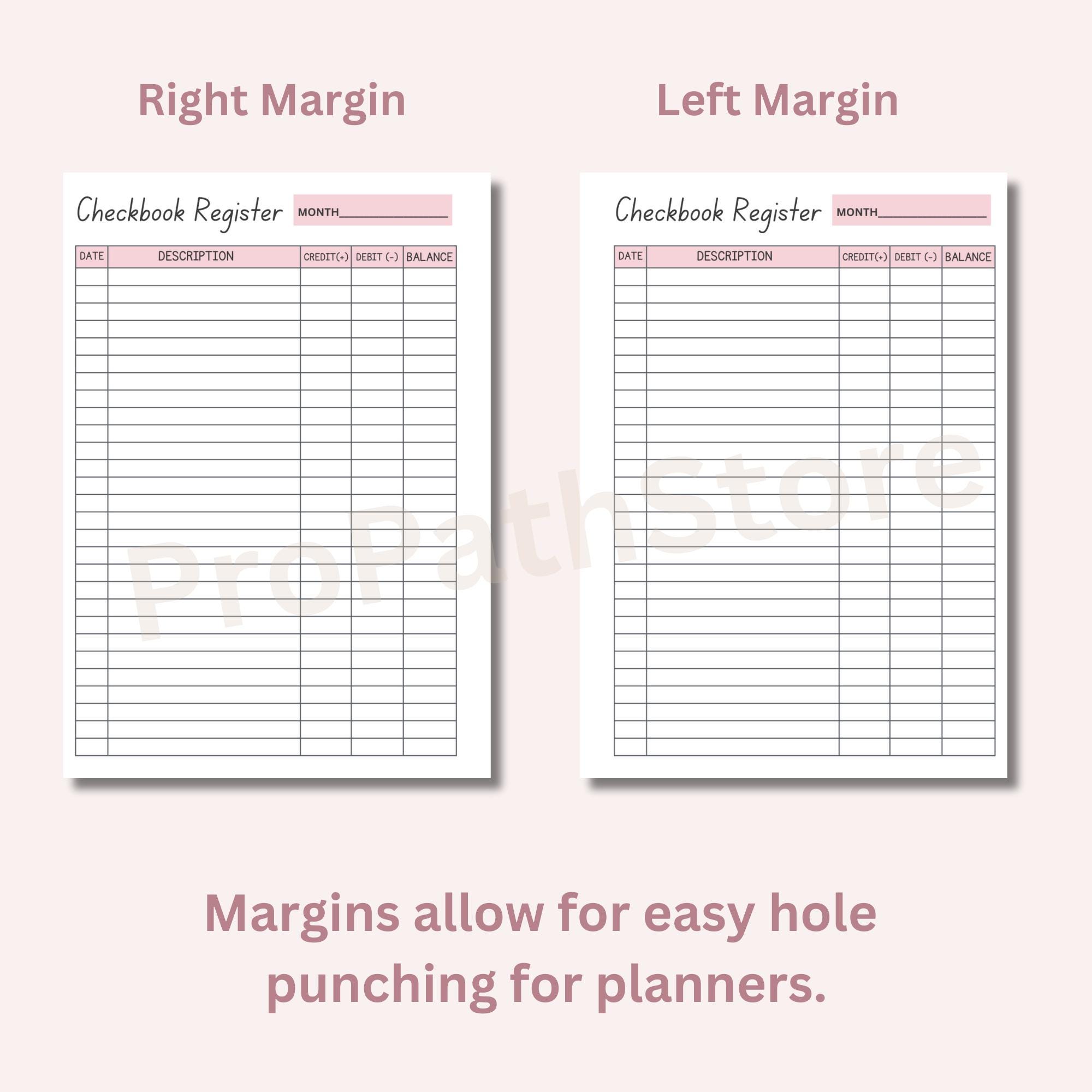 Checkbook Register Printable, Checkbook Register, Budget Planner ...