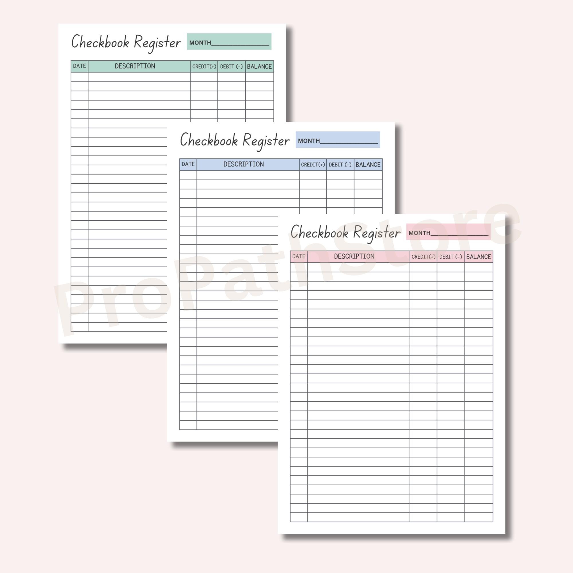 Checkbook Register Printable: Finance Budget Planner (A4, A5, Letter ...