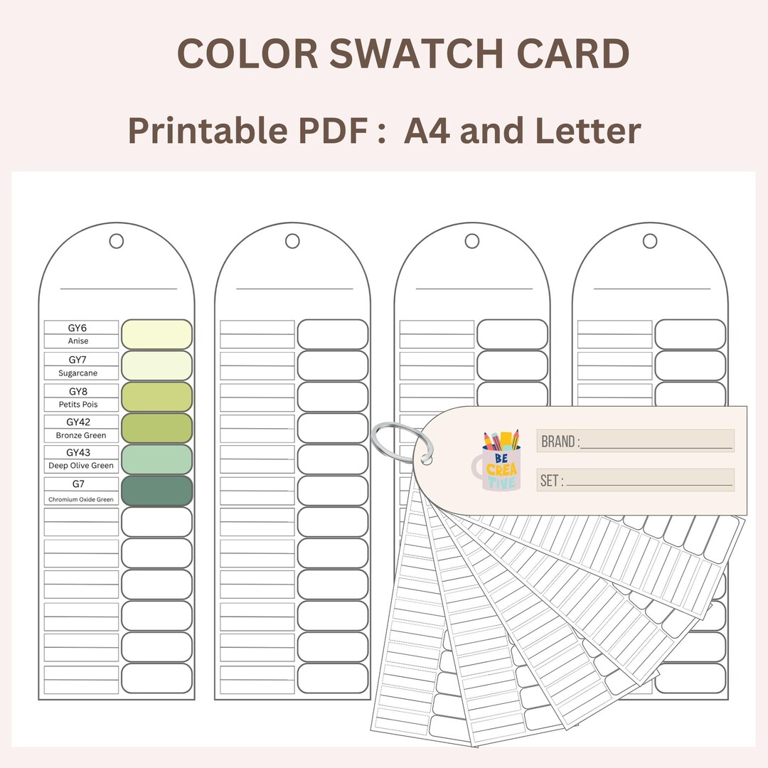Blank Marker Swatch Cards Printable: DIY Color Chart Keyring (PDF ...