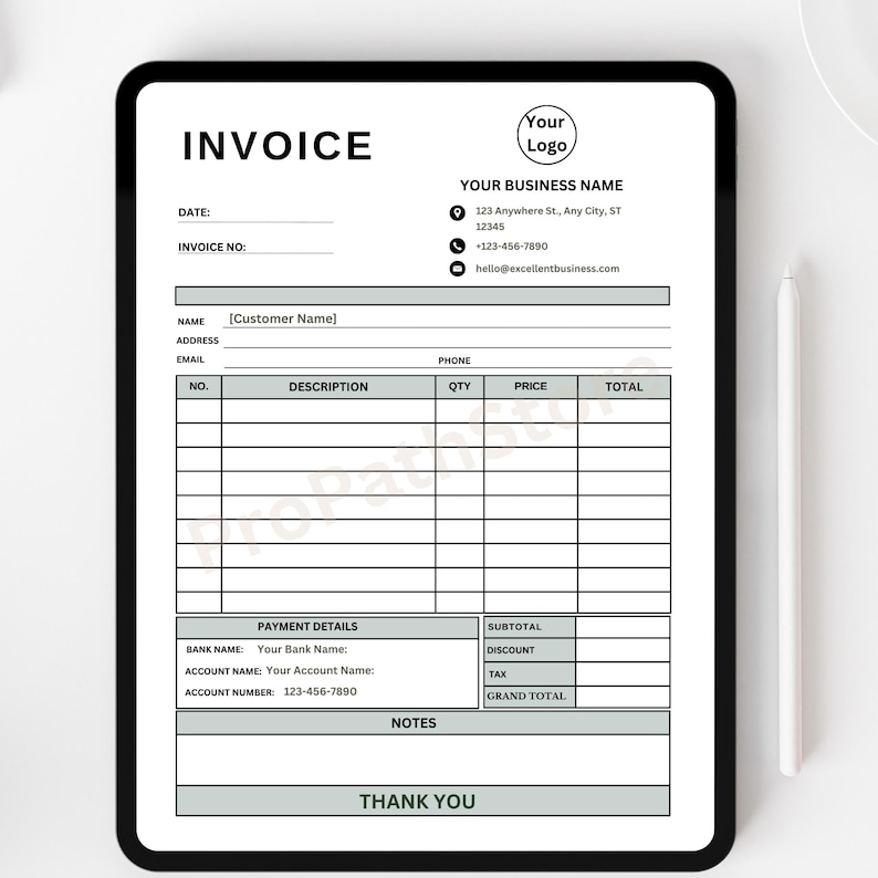 Editable Invoice Template: Professional Business Design (a4/letter/a5 ...