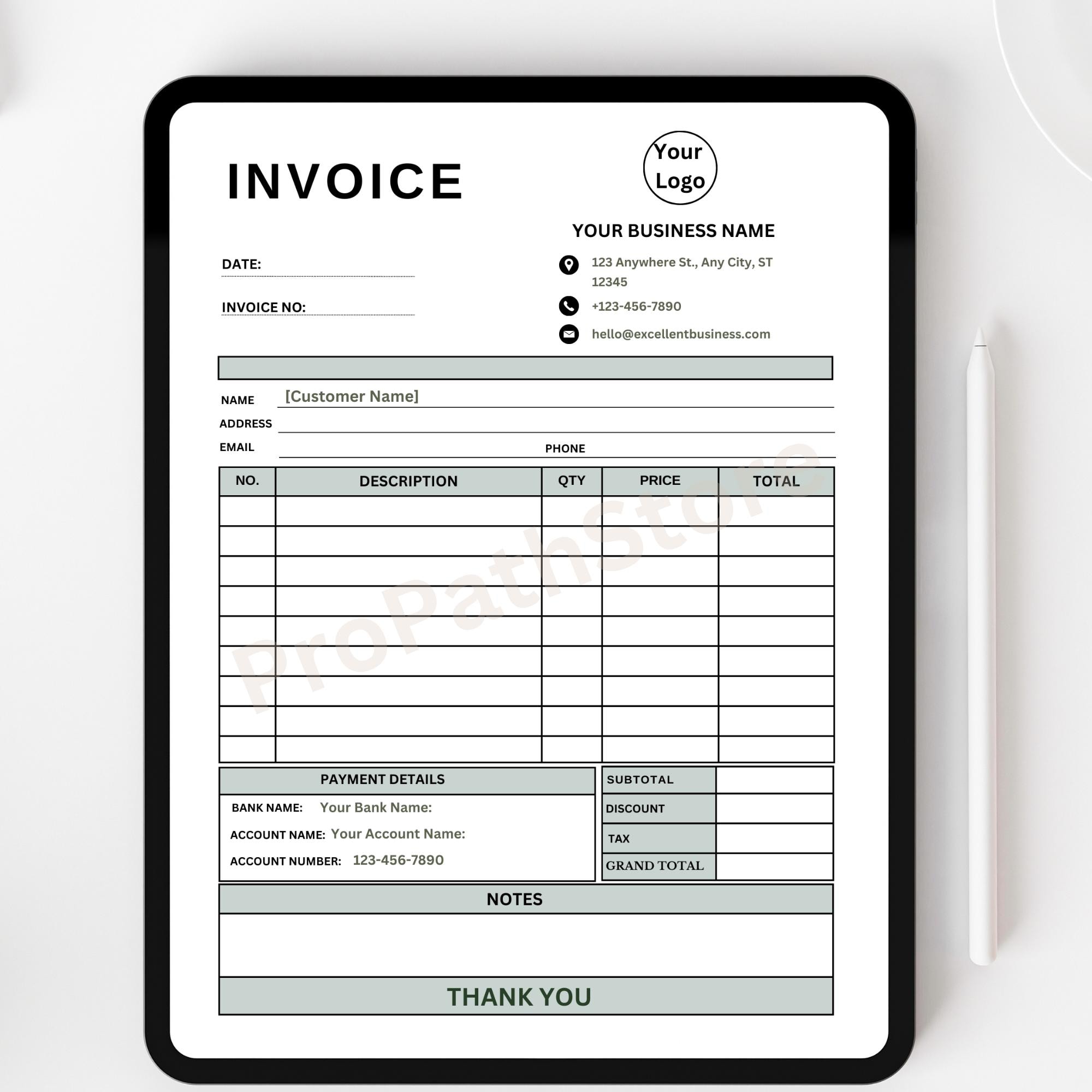 Editable Invoice Template, Editable Invoice With Canva, Professional ...