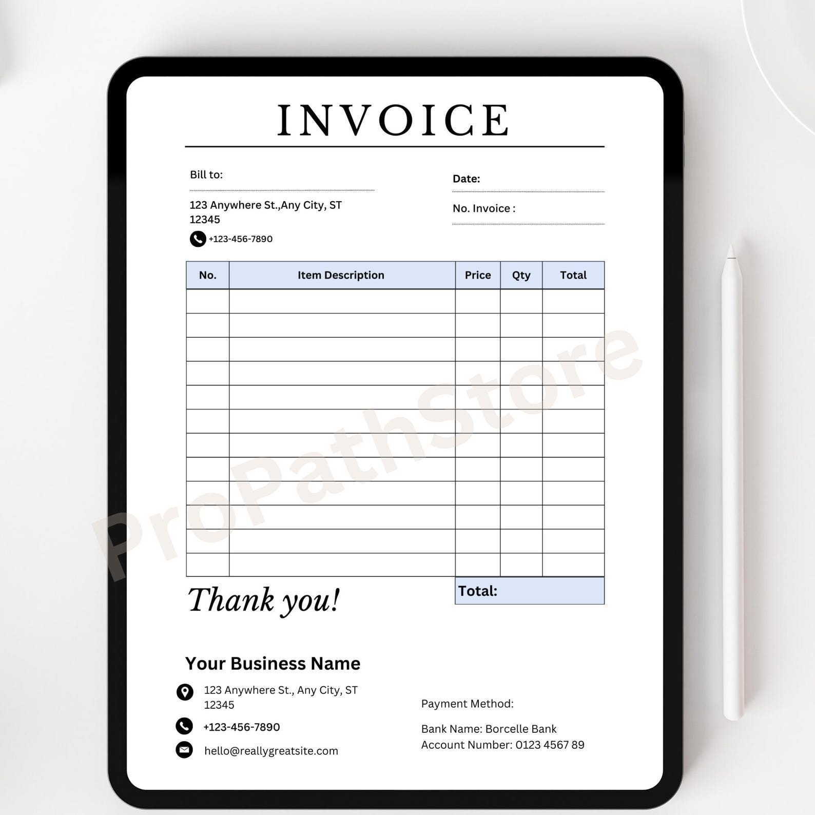 Editable Invoice, Invoice Template, Custom Invoice, Editable Invoice ...