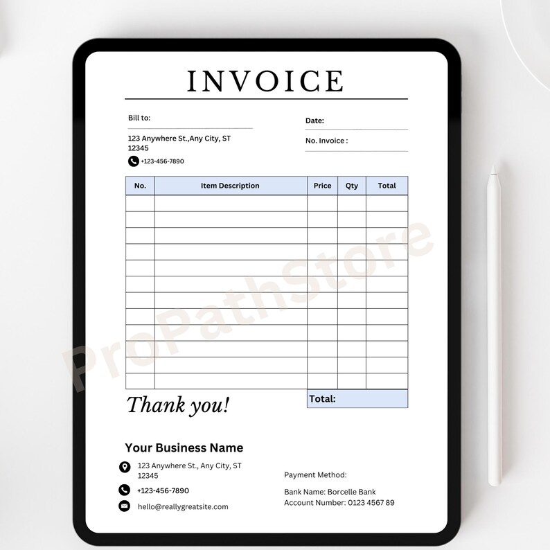 Editable Invoice, Invoice Template, Custom Invoice, Editable Invoice ...