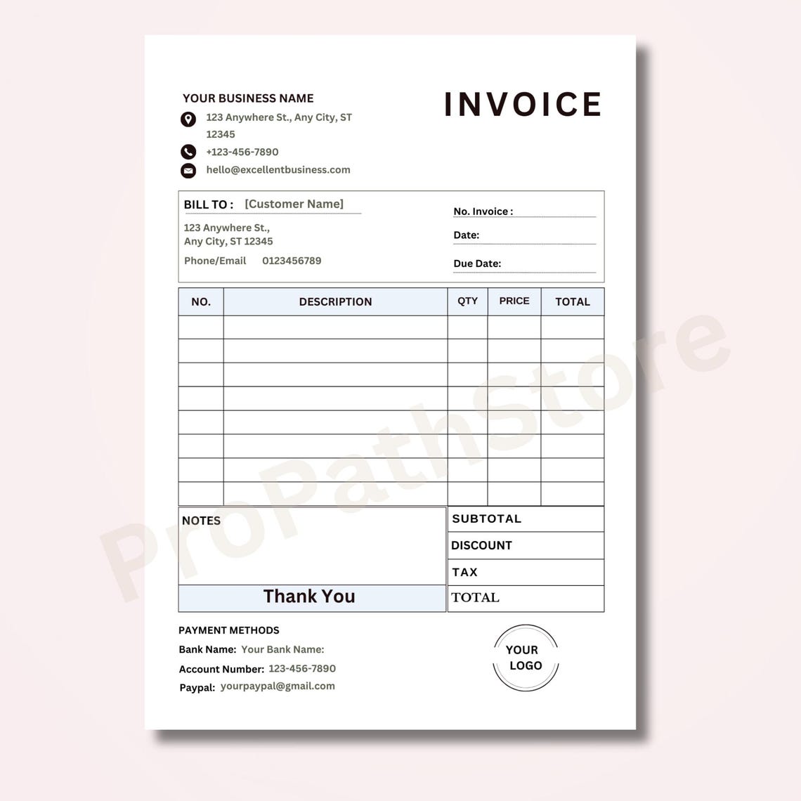 Minimalist Invoice Template, Invoice Template Canva, Small Business ...
