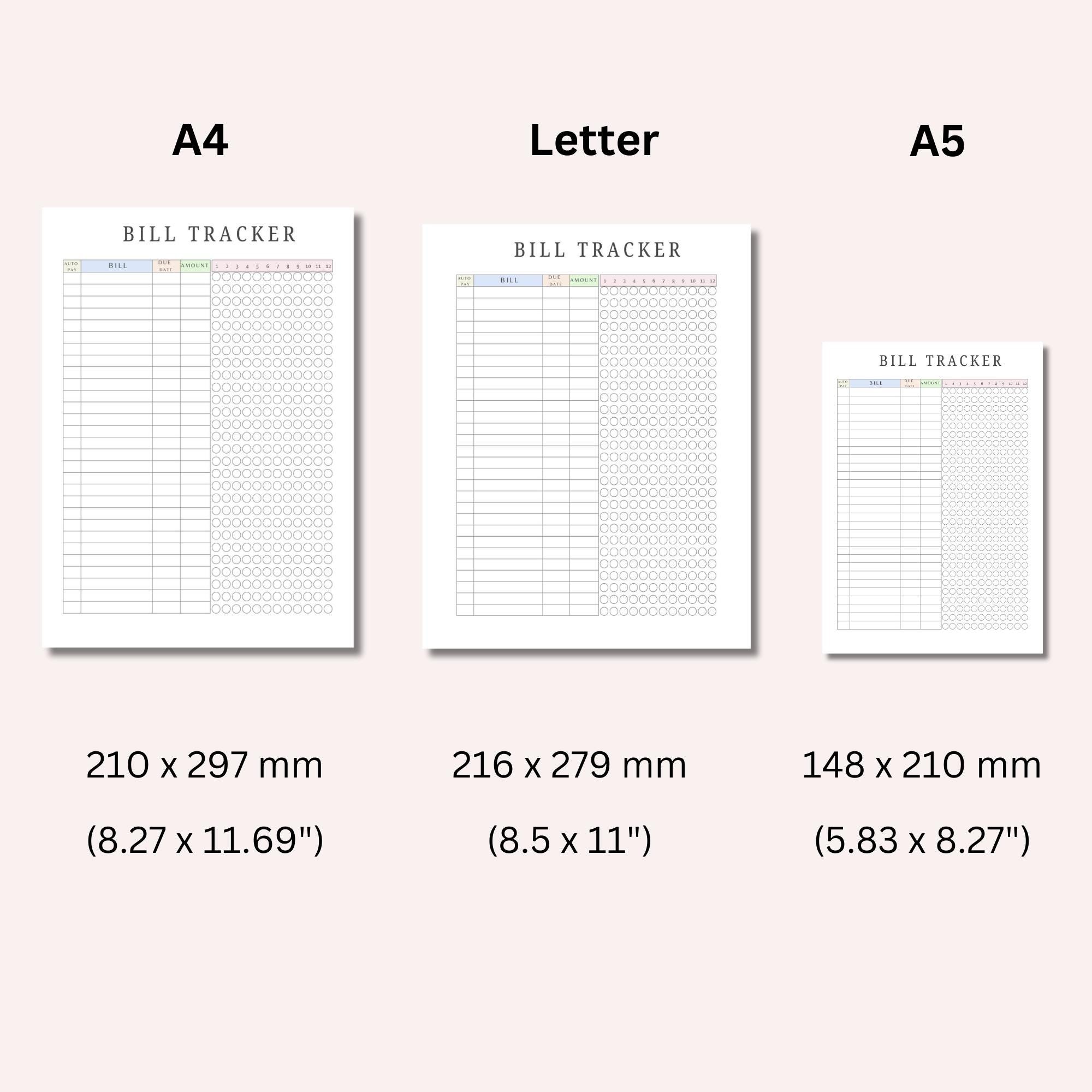 Bill Tracker Printable, Bills Checklist, Bill Payment Checklist, Bill ...
