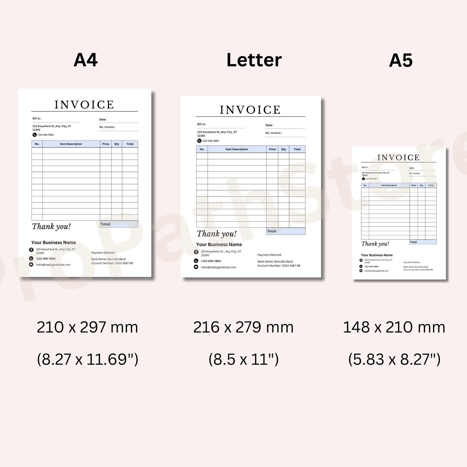 Editable Invoice, Invoice Template, Custom Invoice, Editable Invoice ...