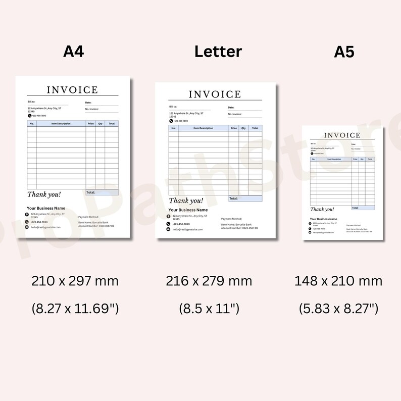 Editable Invoice Template: Canva Custom Business Form (a4/letter/a5 ...