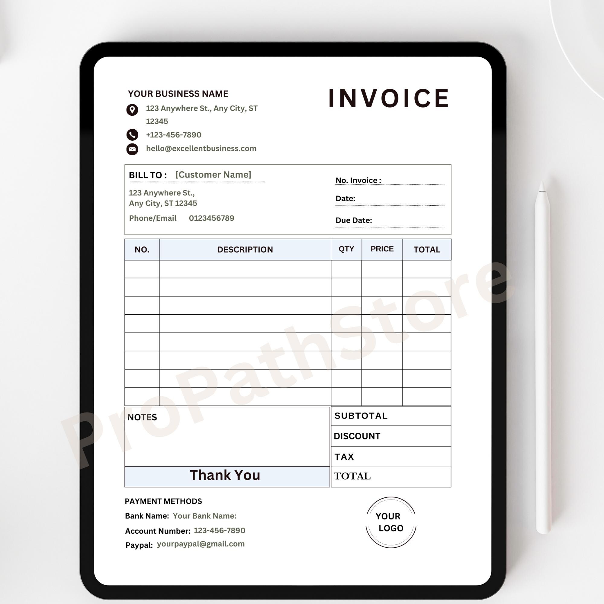 Minimalist Invoice Template, Invoice Template Canva, Small Business ...