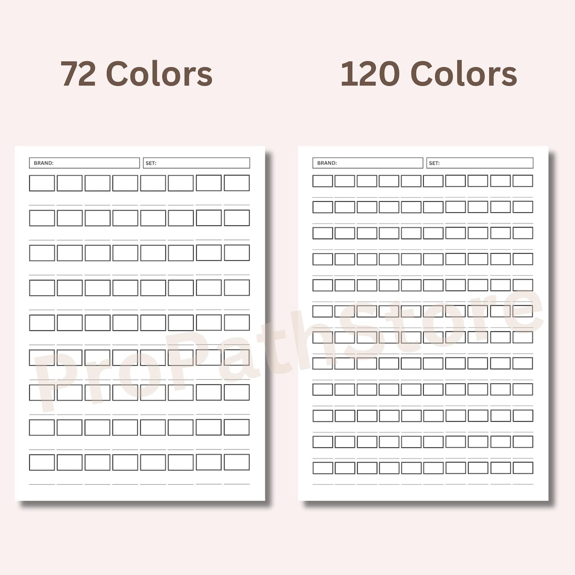 Printable Coloring Swatch Chart, Digital Color Swatch Template ...