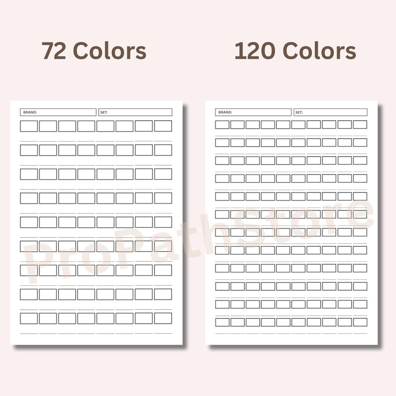 Printable Coloring Swatch Chart, Digital Color Swatch Template ...