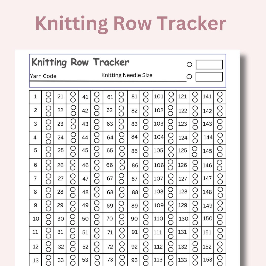 Knitting Row Tracker Printable: up to 320 Rows (PDF Pattern) - Etsy