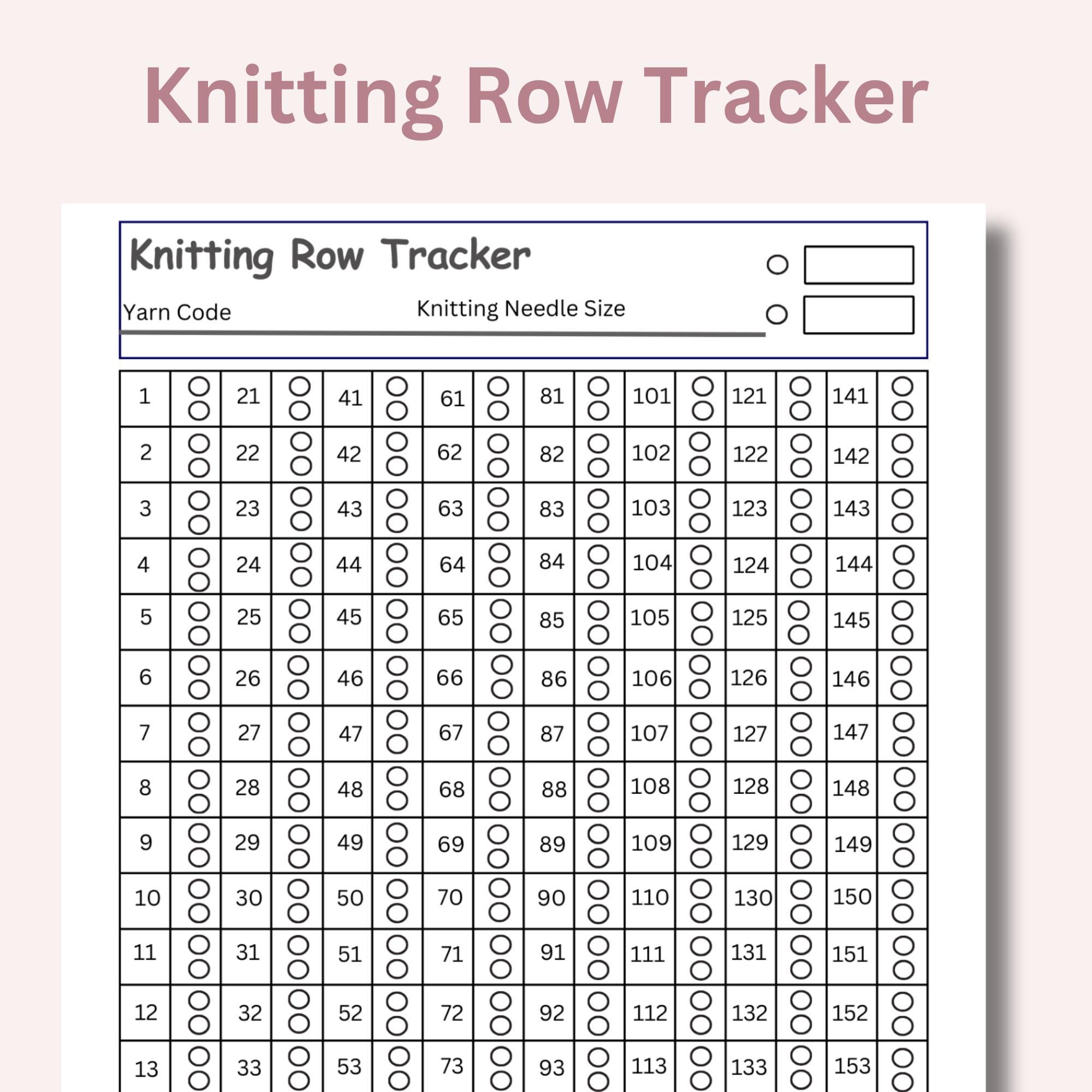Knitting Row Tracker, Keep Every Stitch on Track, Row Counter Printable ...