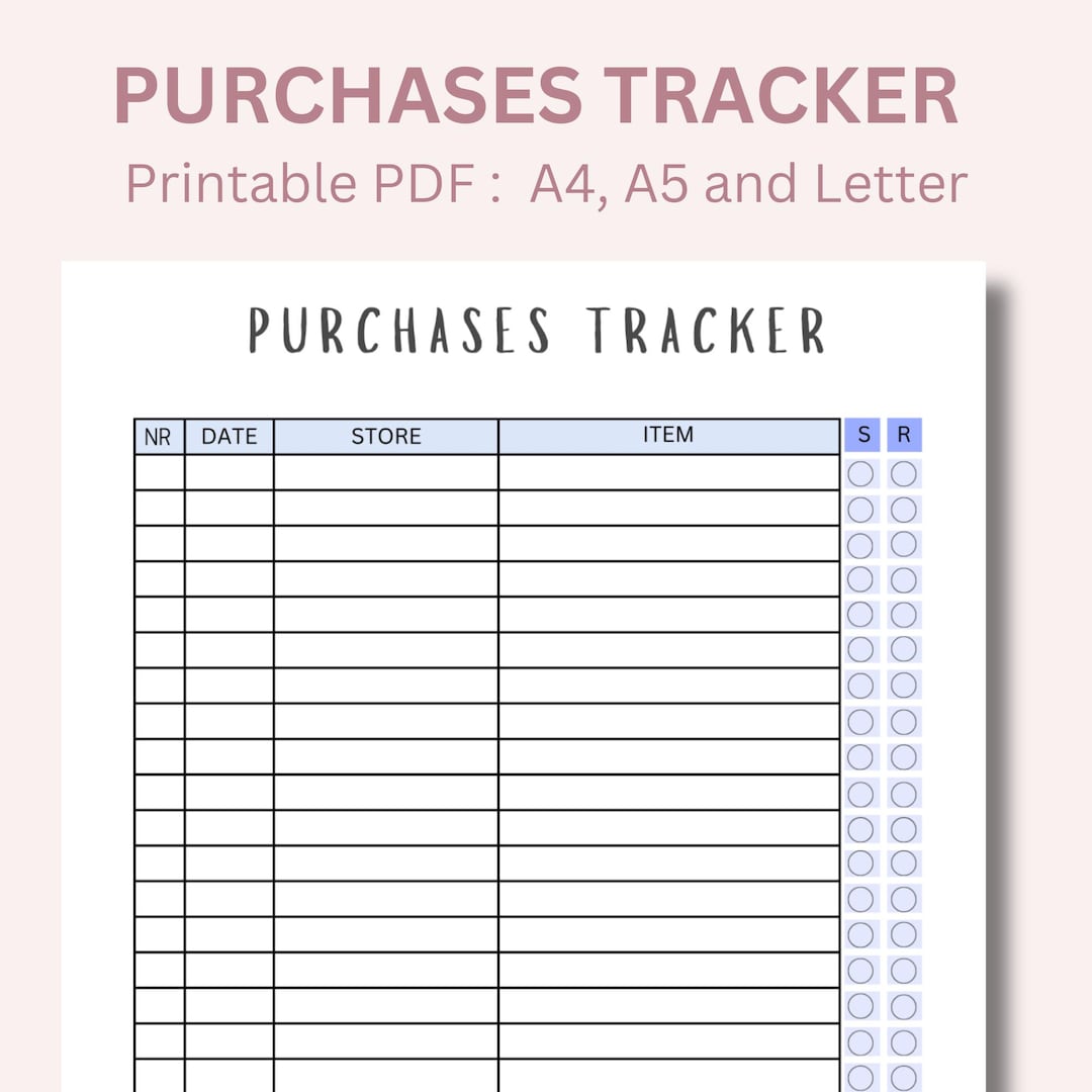 Order Tracking Log Printable, Online Shopping Tracker Template ...