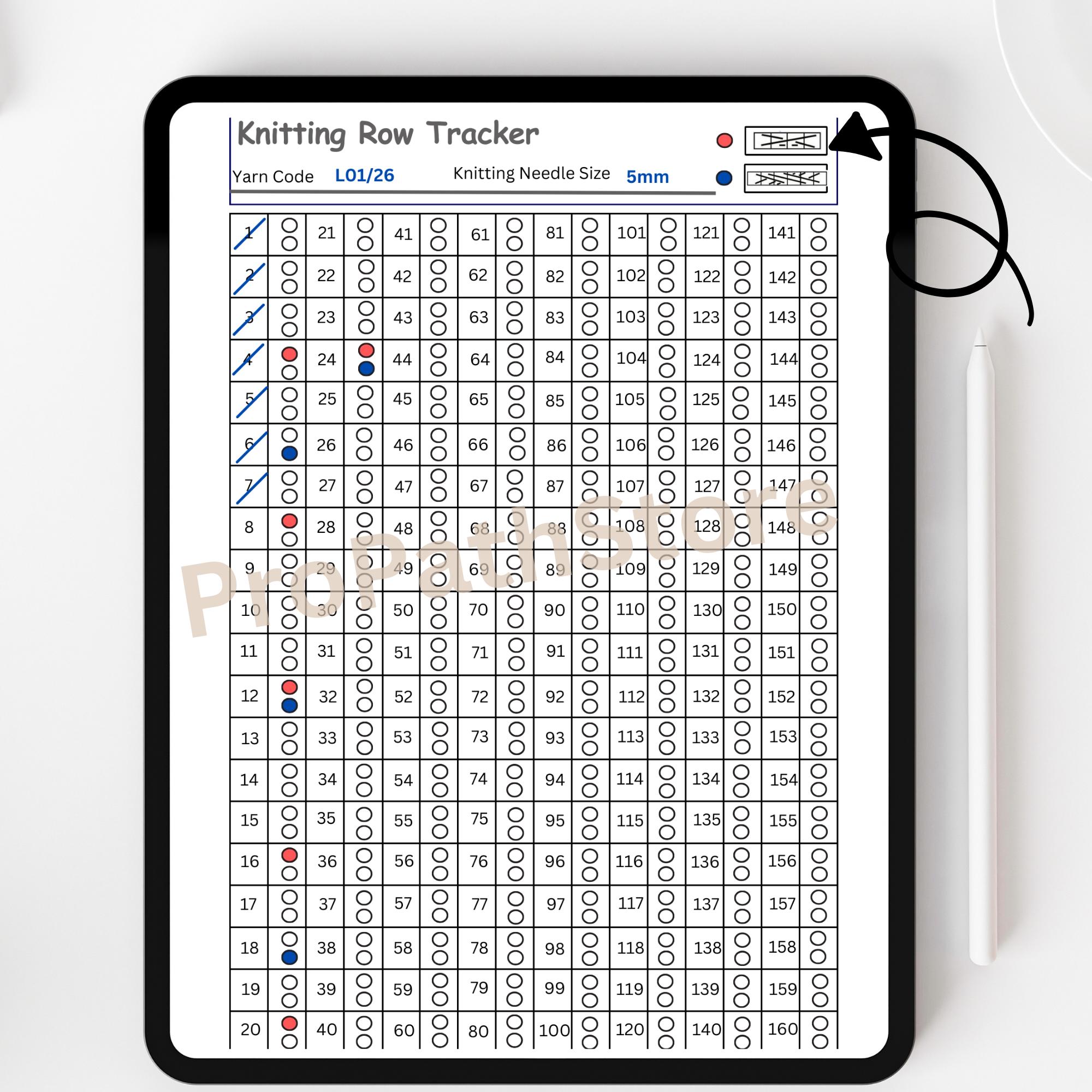 Knitting Row Tracker Printable: up to 320 Rows (PDF Pattern) - Etsy