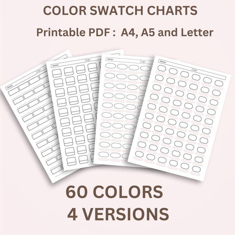 Printable Color Chart, Digital Color Swatch Template, Printable Swatch ...