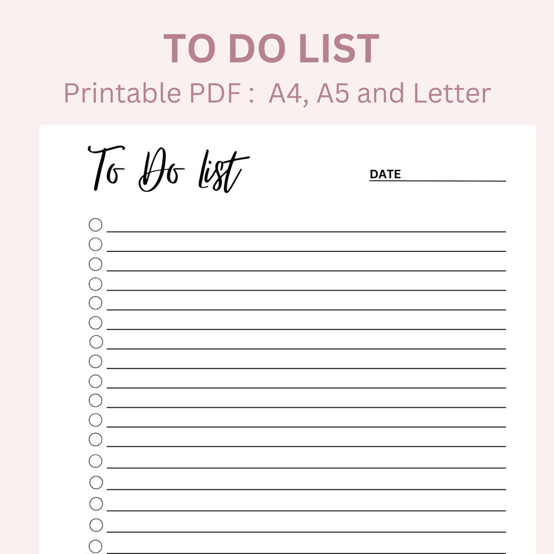Printable To-do List, Daily Task Planner, Minimalist To-do List PDF, to ...