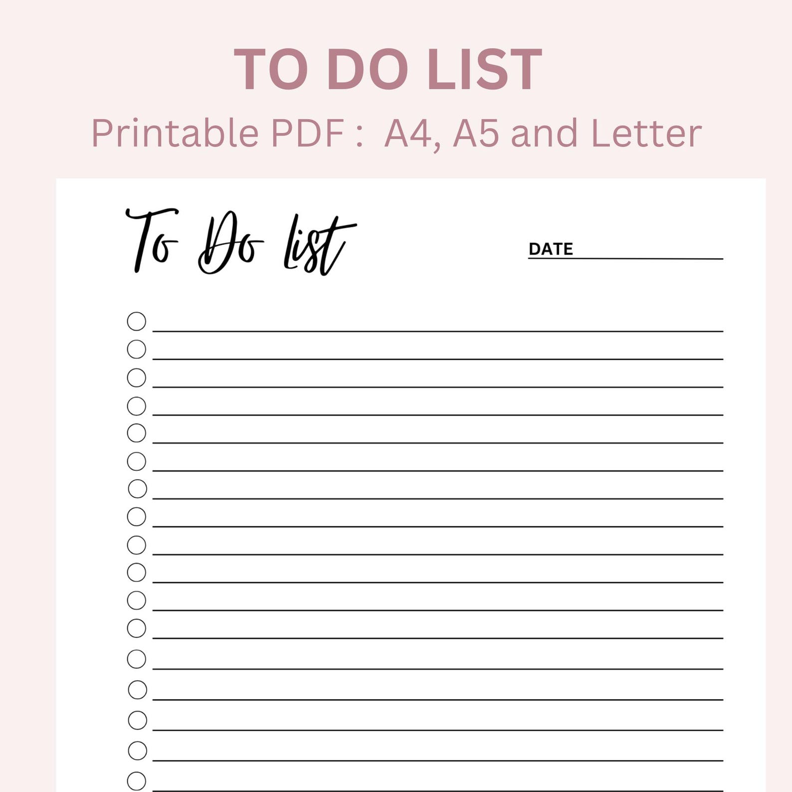 Printable To-do List, Daily Task Planner, Minimalist To-do List PDF, to Do List Page, Blank to ...