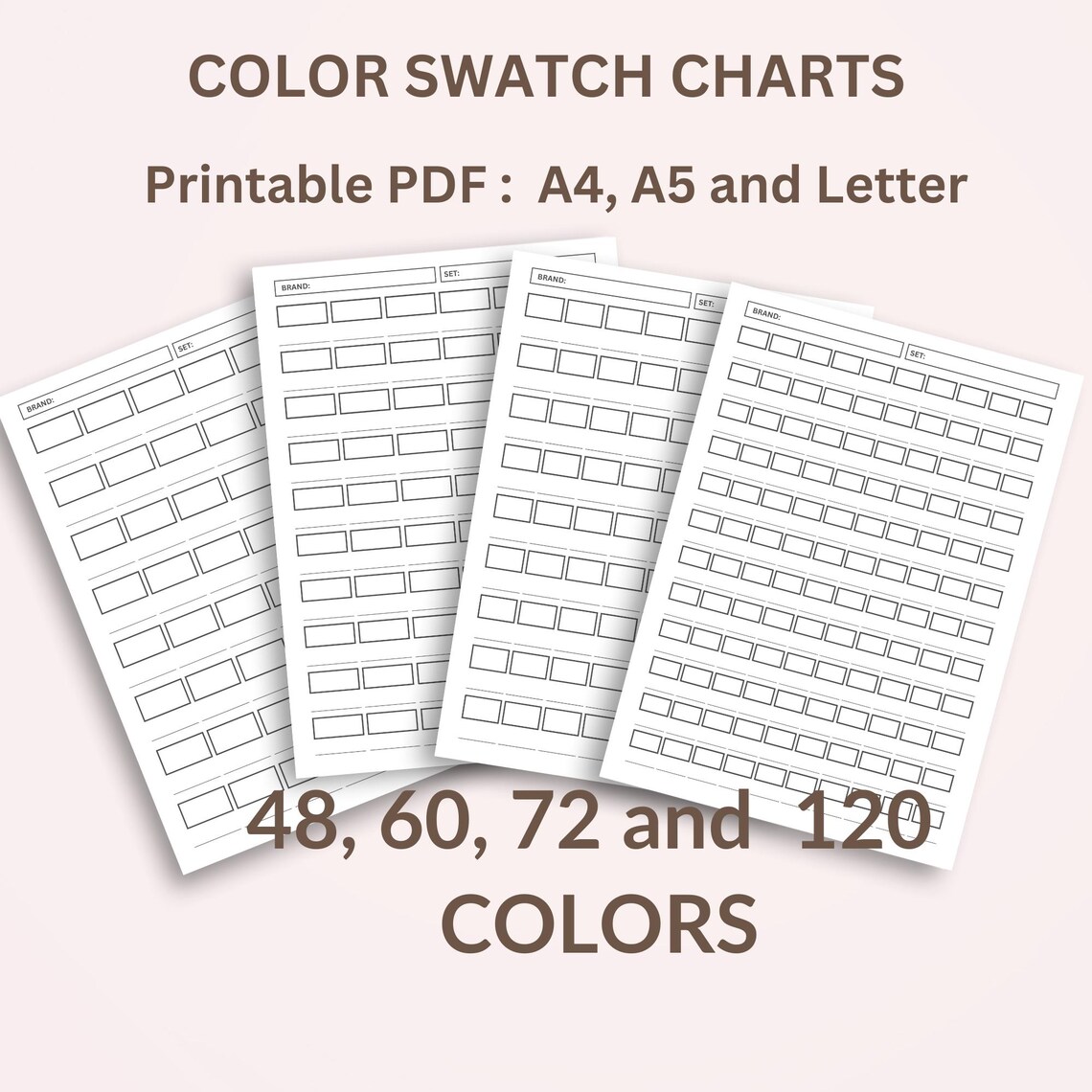 Printable Coloring Swatch Chart, Digital Color Swatch Template ...