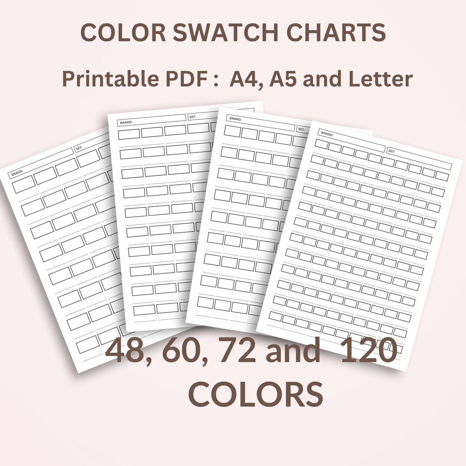 Printable Coloring Swatch Chart, Digital Color Swatch Template ...