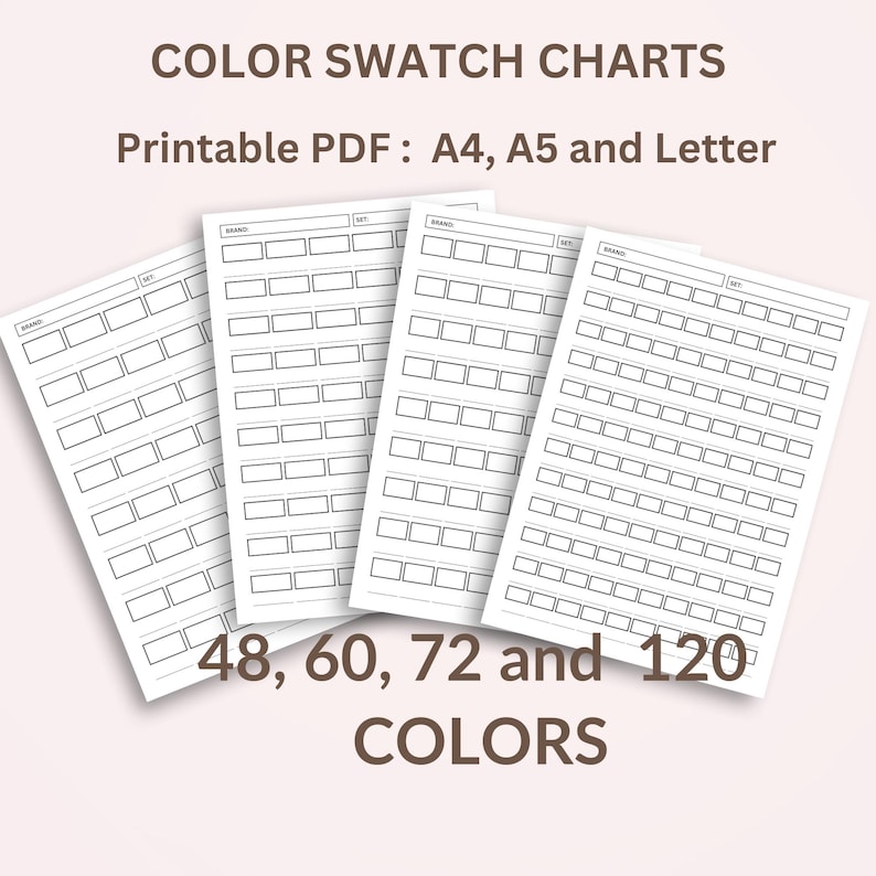 Printable Coloring Swatch Chart, Digital Color Swatch Template ...