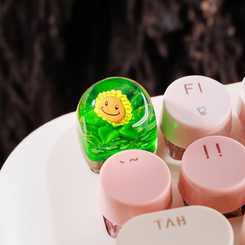 Sunflower Plants Artisan Keycap, Zombie Custom Resin Keycap for Him ...