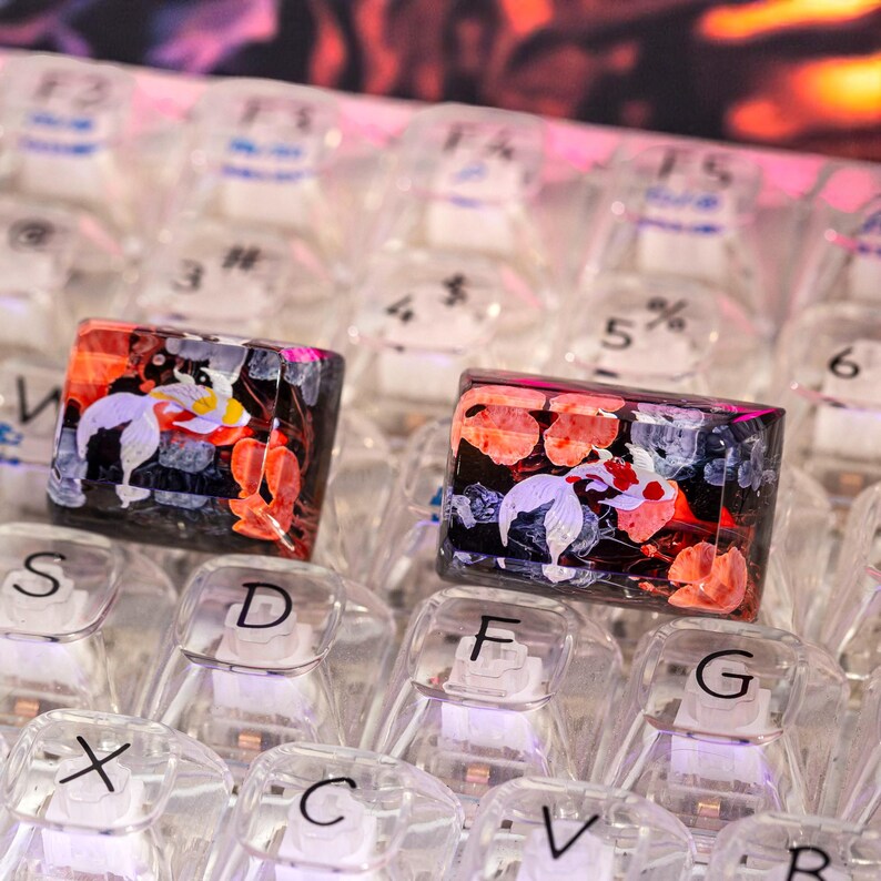 Koi Fish Keycap, Resin Artisan Keycap, Purple Koi ESC Keycap, Custom ...
