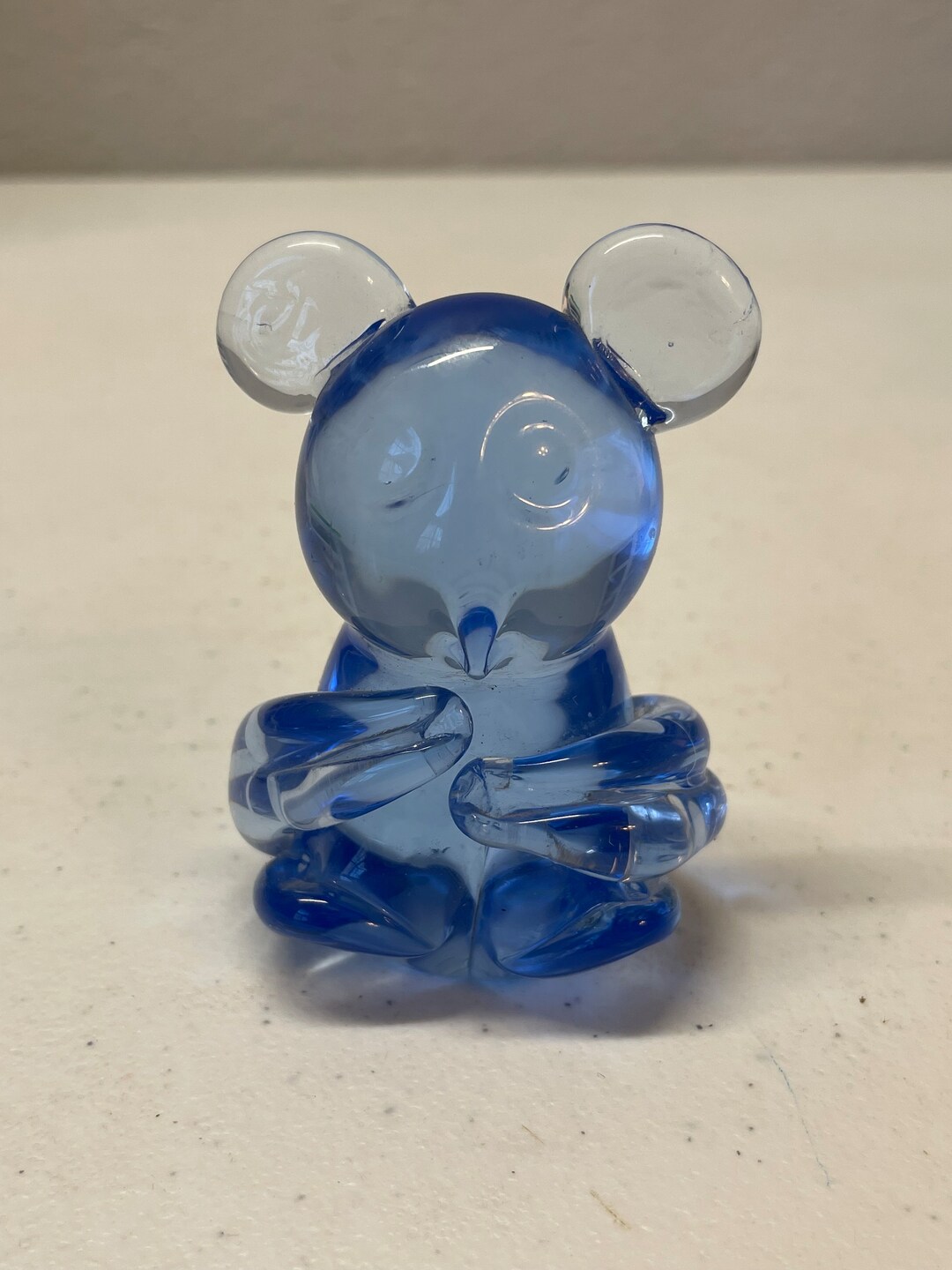 Vintage Blue Glass Mouse Figurine - Etsy