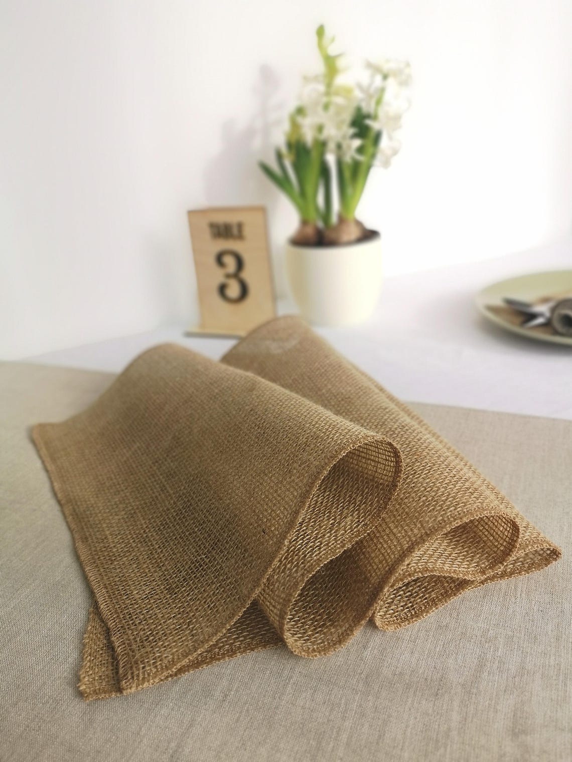 Jute Table Runner With Optional Lace - Etsy