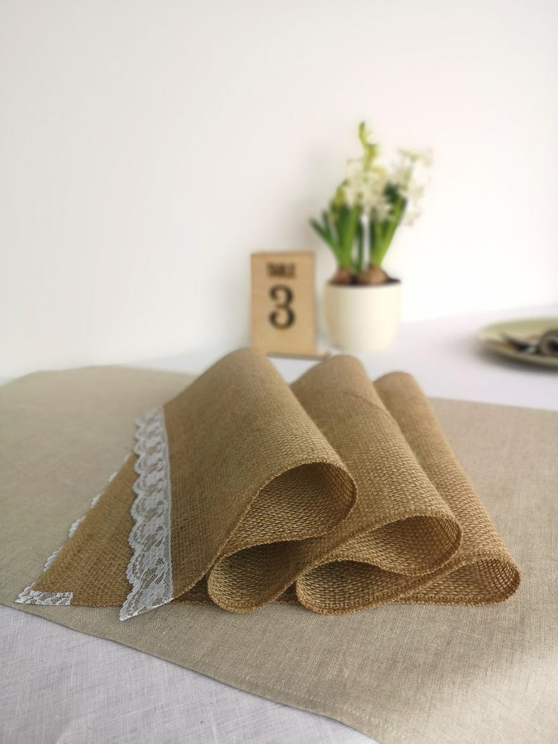 Jute Table Runner With Optional Lace - Etsy