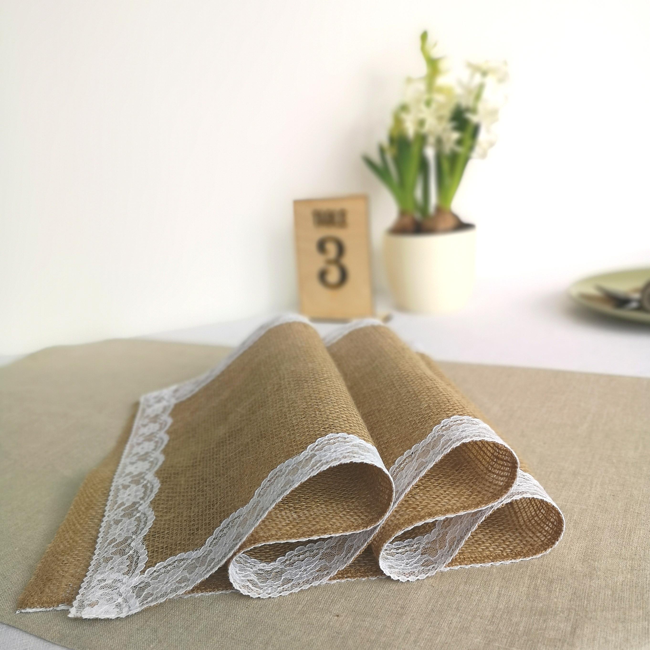 Jute Table Runner With Optional Lace - Etsy