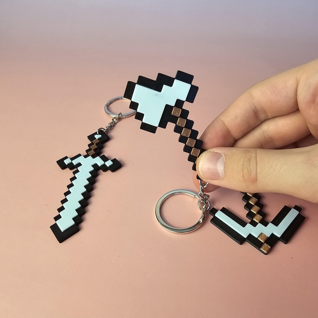 Tools Minecraft Keychain 3D Printed | Sword Minecraft | Axe Minecraft ...