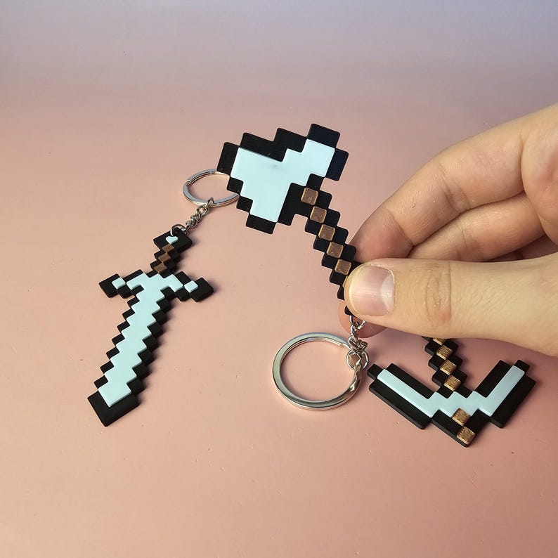 Tools Keychain 3D Printed | Sword | Axe | Pickaxe |keychain | Kids Gift ...