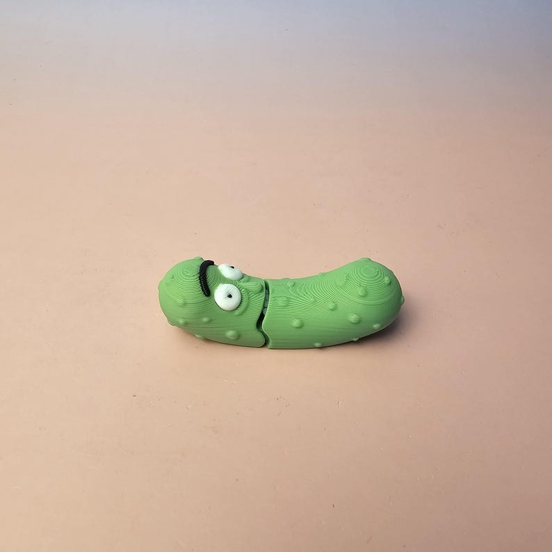 3D Printed Funny Pickle Figurine | Cartoon Vegetable Toy | Angry Green ...