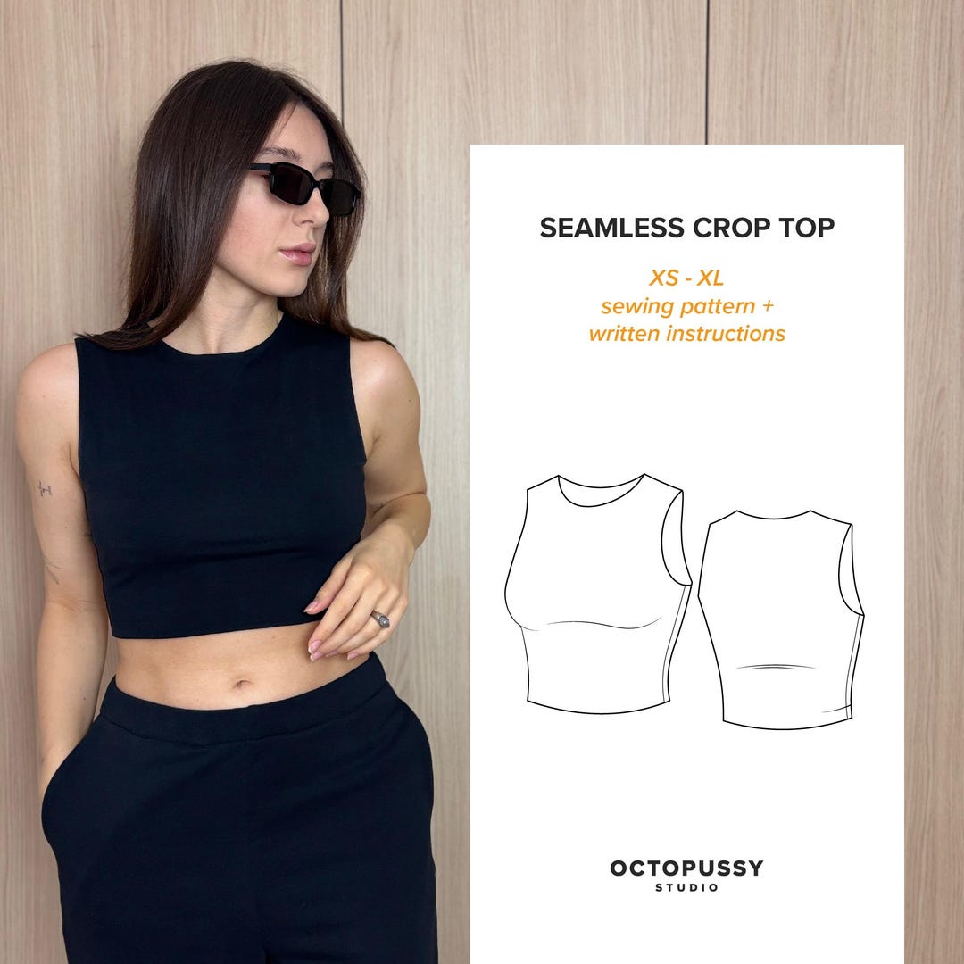 Seamless Crop Top Sewing Pattern | Printable PDF | Sizes XS–XL ...
