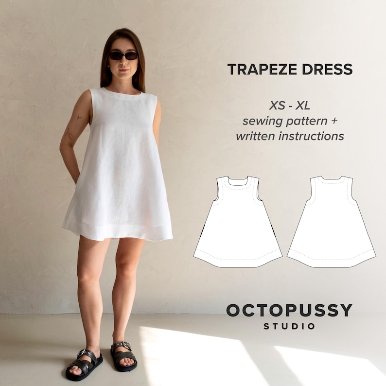 Trapeze Dress Sewing Pattern | Printable PDF | Sizes XS–XL | Octopussy ...