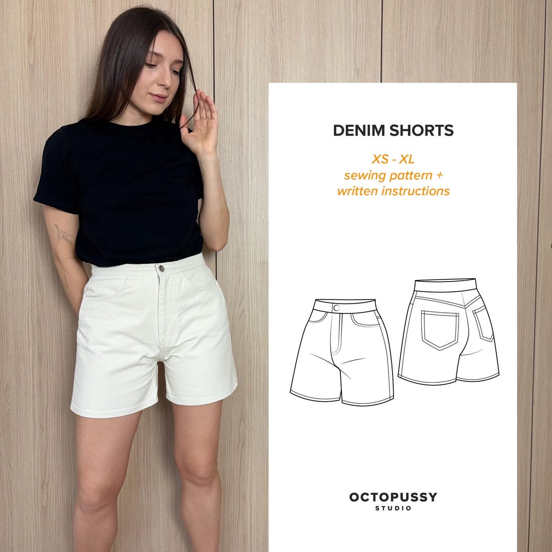 Denim Shorts Sewing Pattern | Printable PDF | Sizes XS–XL | Octopussy ...
