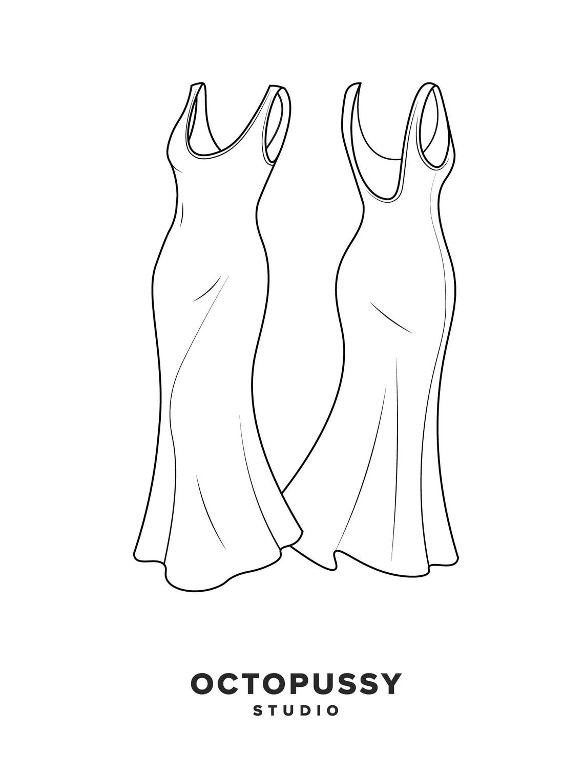 Slip Dress Sewing Pattern | Printable PDF | Sizes XS–XL | Octopussy ...