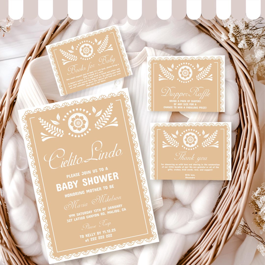 Cielito Lindo Baby Shower Invitation Set, Editable Mexican Theme, Papel ...