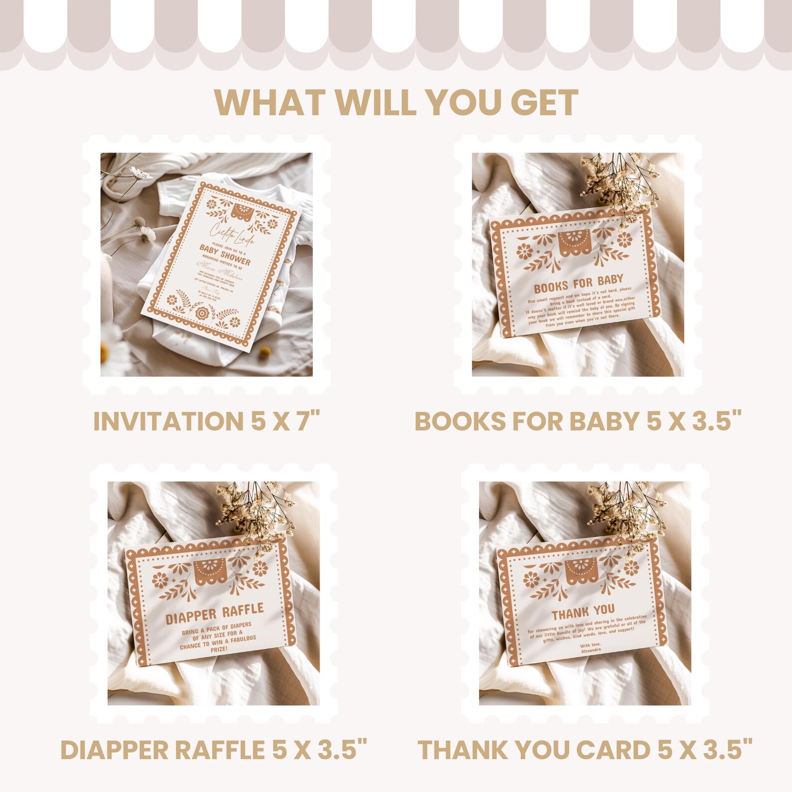 Brown Cielito Lindo Baby Shower Invitation Set, Editable Mexican Theme ...