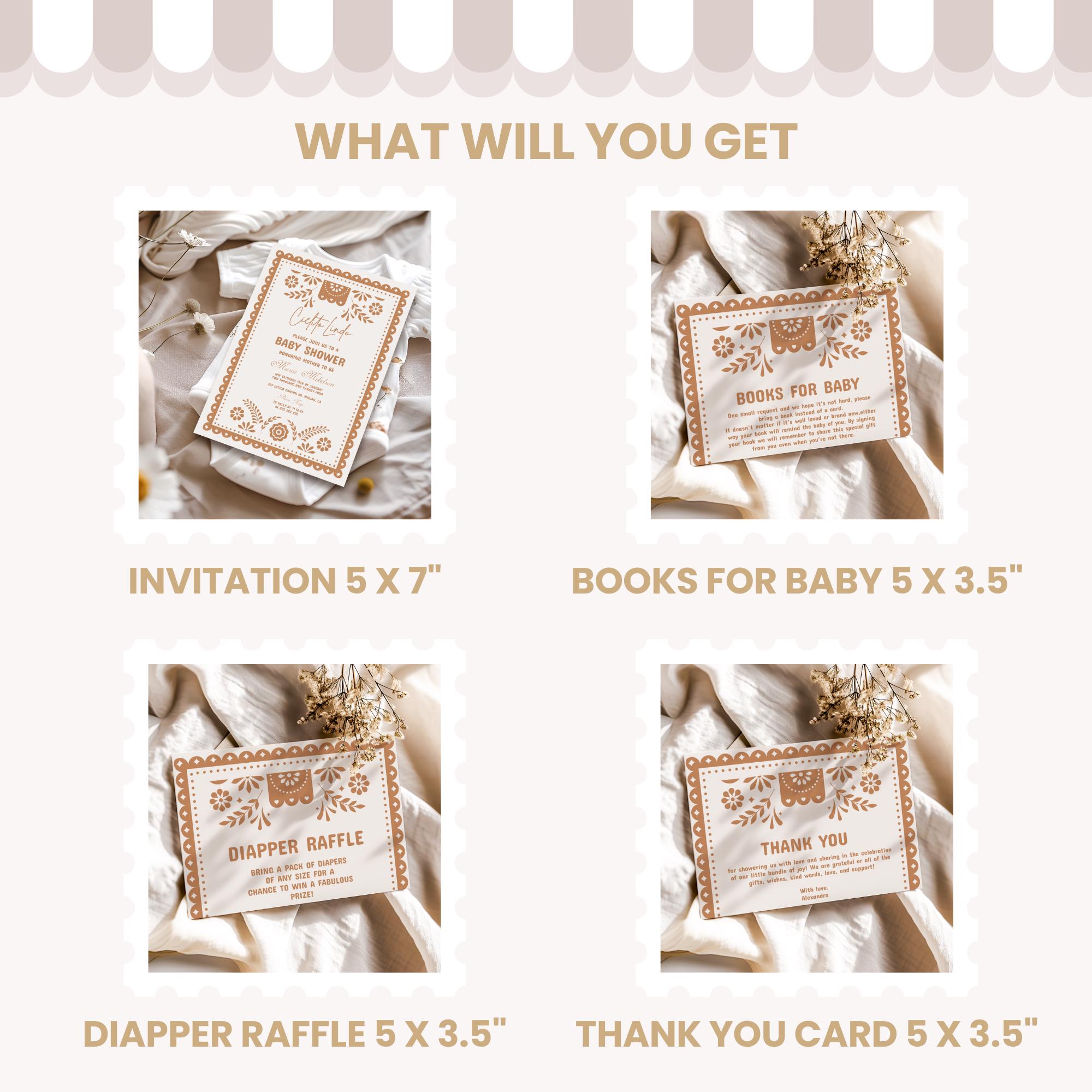 Brown Cielito Lindo Baby Shower Invitation Set, Editable Mexican Theme ...