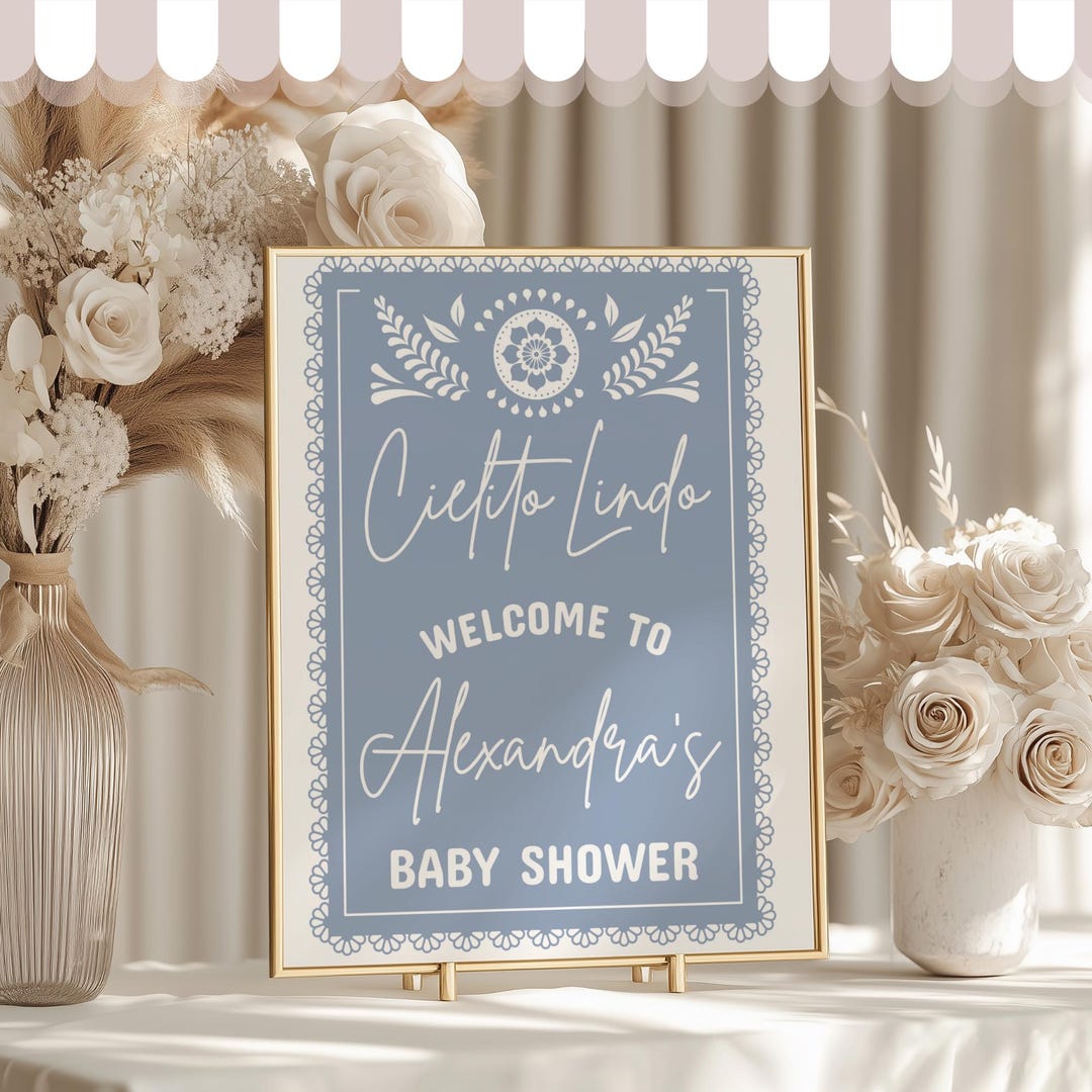 Blue Cielito Lindo Welcome Sign Pink, Editable Template for Baby Shower ...