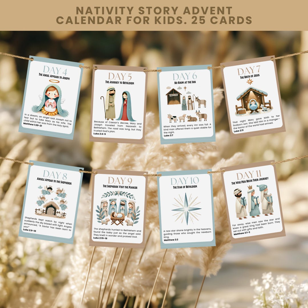 Nativity Story Advent Calendar, Bible Verse Christmas Countdown ...