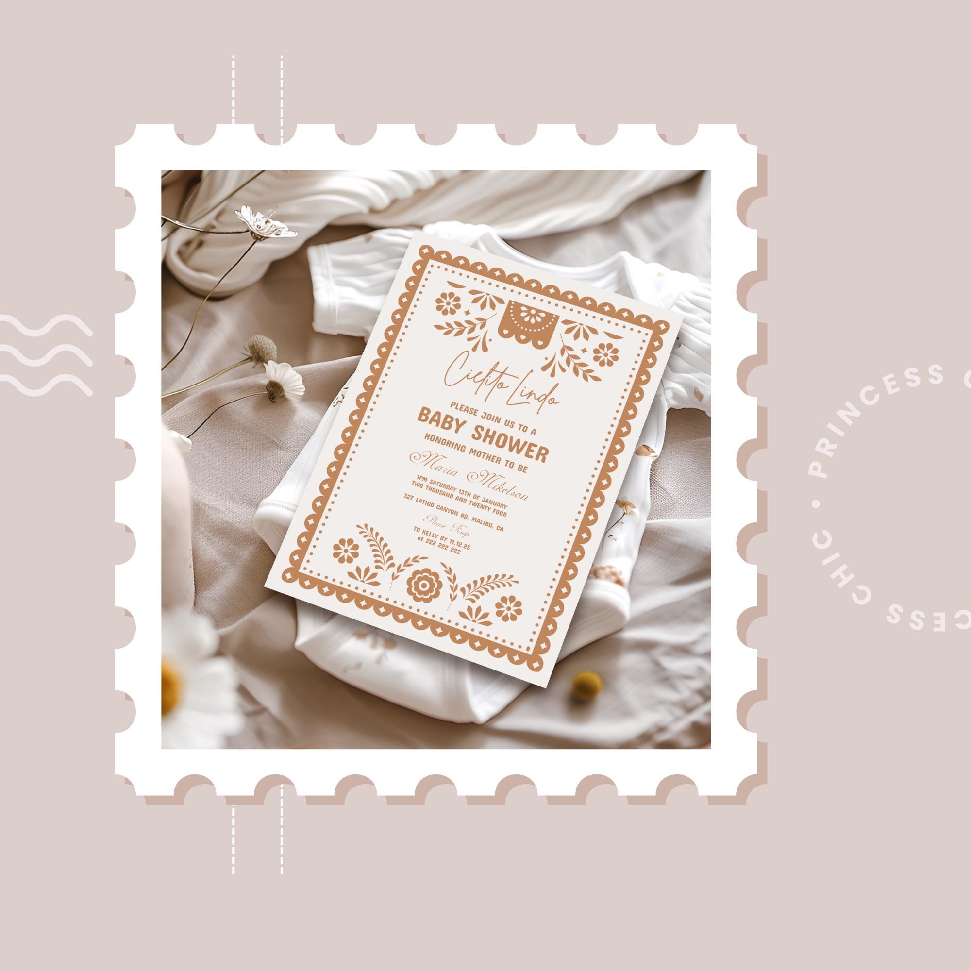 Brown Cielito Lindo Baby Shower Invitation Set, Editable Mexican Theme ...
