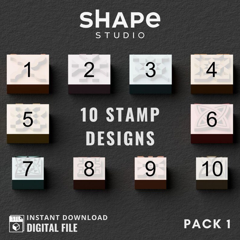 Moroccan Stamps (PACK I) | 10 Tile Stamp Designs | Polymer Clay Stamps ...