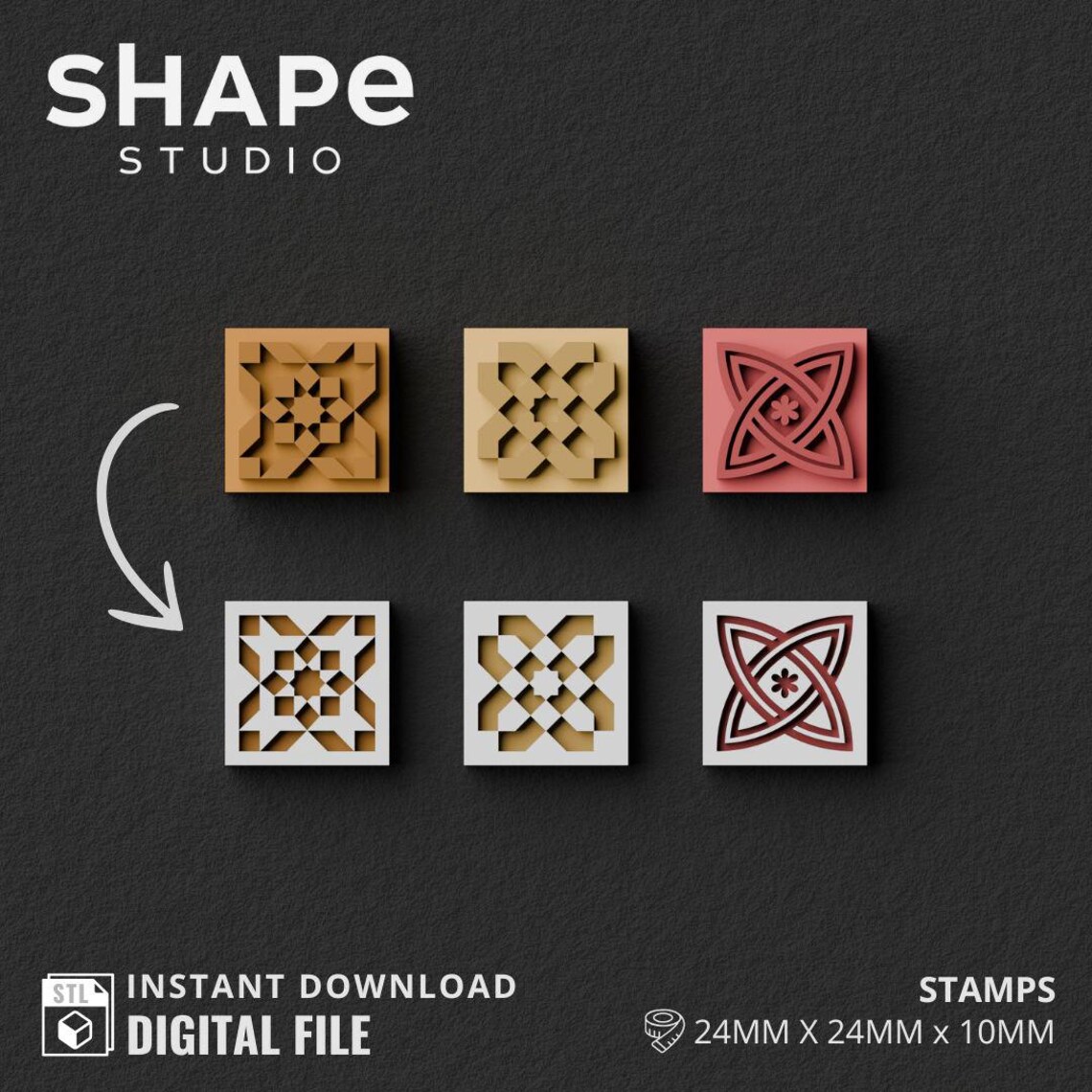 Moroccan Stamps (PACK I) | 10 Tile Stamp Designs | Polymer Clay Stamps ...