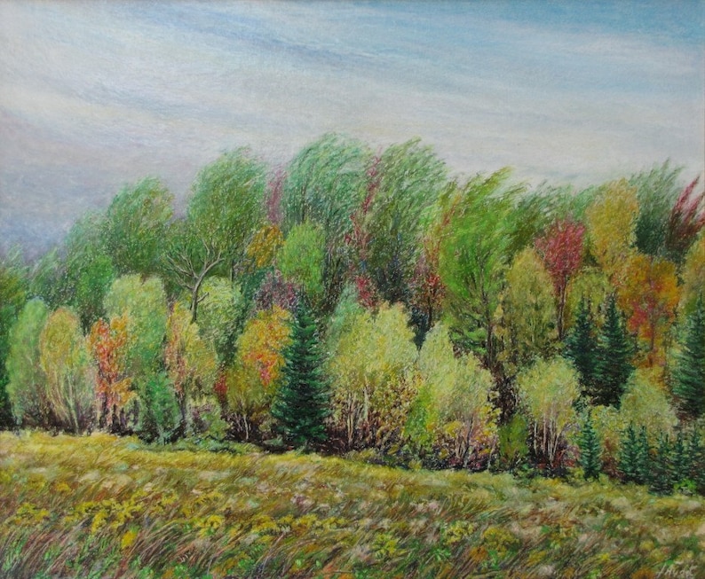 Oil Pastel Painting Fall Painting Landscape Painting Forest - Etsy